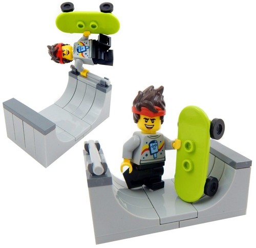 NEW LEGO SKATER DUDE on HALFPIPE skateboarder skate board skateboard ...