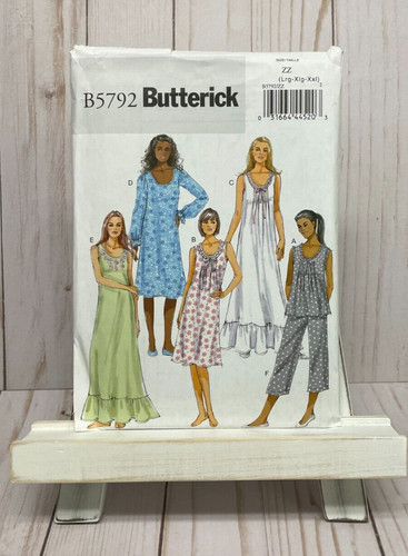 5792+Butterick+Sewing+Pattern+Misses+Top+Gown+%26+Pants+Pajamas+LRG ...