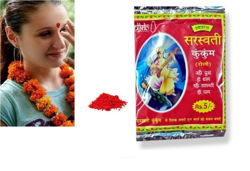 5 Packet Sindur Red Kumkum Powder Roli for Hindu Puja, Forhead Tilak ...