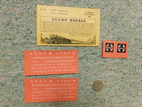 Champ decals O Gauge N-33 ATSF Santa Fe white letters road names C67 | eBay