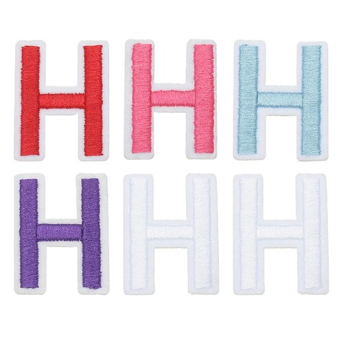 6pcs 1" Embroidered Letter H Patches, Mixed Color Initial A-Z Fabric ...