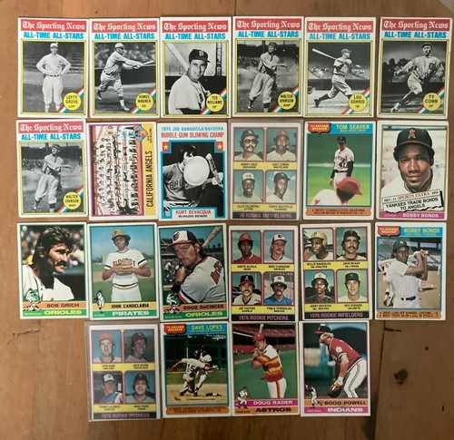 1976 Topps Baseball Cards - Lot of 22 Cards Ty Cobb, Ted Williams, Tom ...
