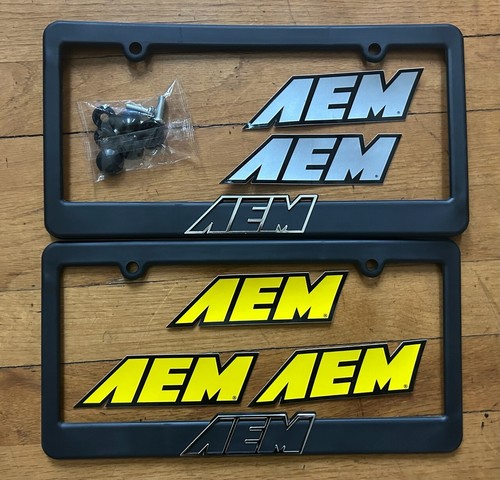 NEW Pair of AEM 10-400W-1 License Plate Frames Black with Chrome ...