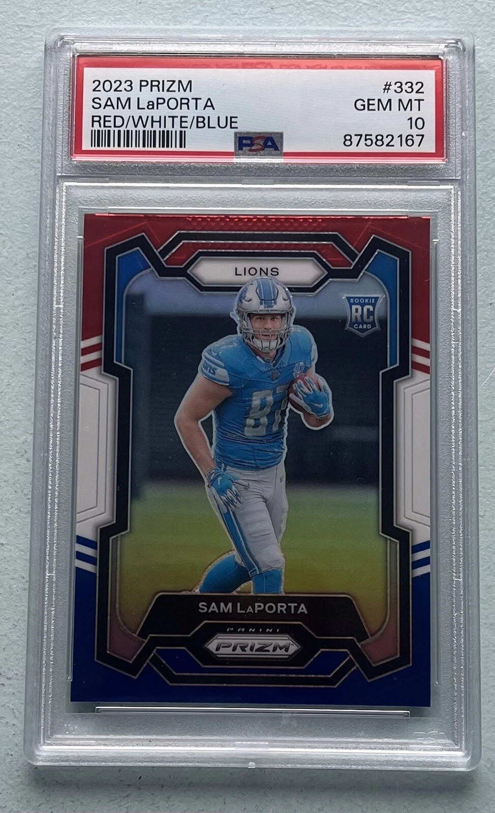 Sam LaPorta 2023 Prizm #332 Red White Blue PSA 10 Price Guide - Sports ...