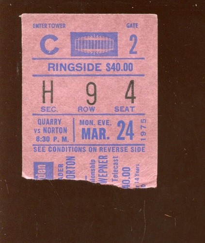 Mar 24 1975 Boxing Ticket Stub Madison Square Garden Jerry Quarry vs ...