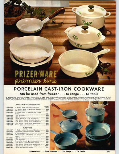1962 PAPER AD Prizer Ware Porcelain Cast Iron Cookware Ivy Turquoise ...
