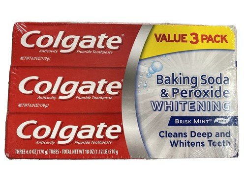 2 PK 3 Colgate Baking Soda and Peroxide Whitening Toothpaste BRISK MINT ...