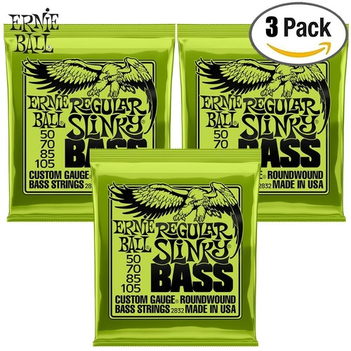 3-PACK Ernie Ball 2832 Regular Slinky Electric Bass Strings Custom ...