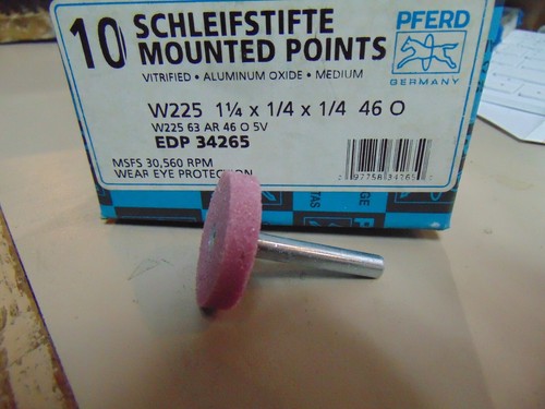 10 Pcs Pferd 34265 W225 Vitrified Mounted Point 1/4" Shank, Aluminum ...