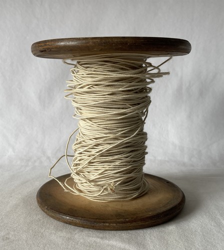 VINTAGE Heavy 1.3kg Wood Spool Copper Covered WIRE Radio Electronics ...