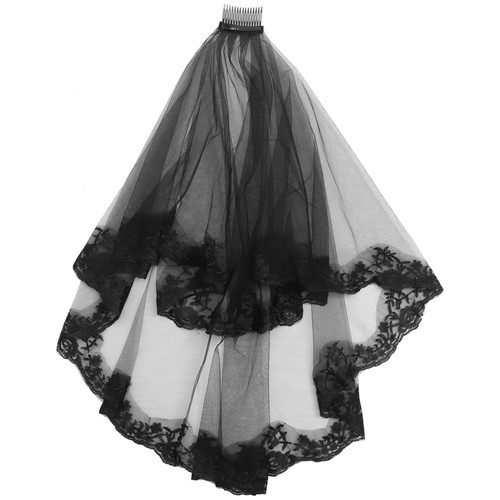 Halloween Bridal Veil Man Bride Black Lace Wedding Funeral Veils | eBay UK