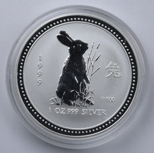1999 AUSTRALIA Elizabeth II Chinese Zodiac Rabbit 1 OZ Silver Dollar ...