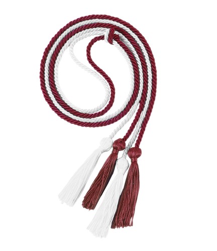 Double Graduation Honor Cords Maroon & White 68" Long Graduation ...