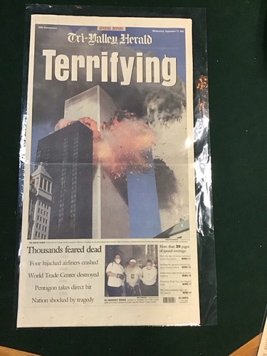 Sept 12th 2001 Tri Valley Herald Newspaper Article On 911 attack | eBay