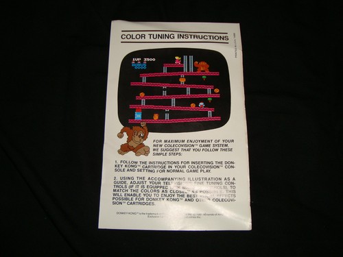 Colecovision Tuning Instructions sheet slip rare coleco vision screen ...