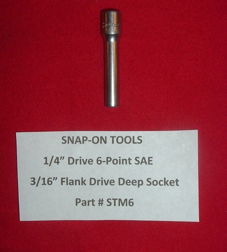 VINTAGE SNAP-ON #STM6 - 3/16" FLANK DRIVE DEEP SOCKET-1/4" DR/6 PT ...