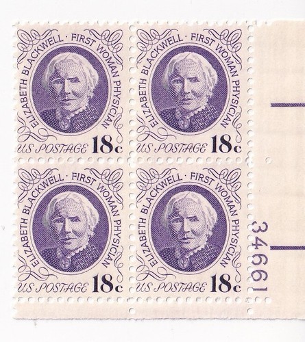 STAMP US SCOTT 1399 "Dr. Elizabeth Blackwell" 18 CENT 1974 MNH PB OF 4 ...