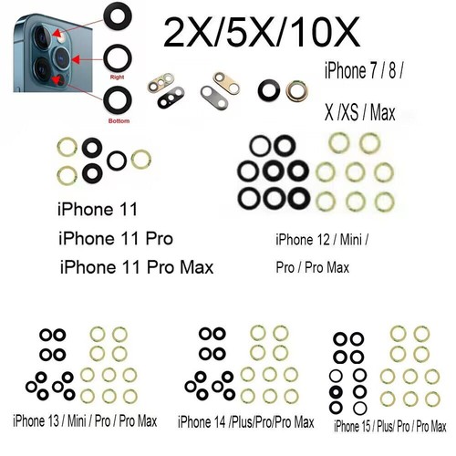 iPhone 16 15 14 13 12 11 Pro XS MAX XR X 8 7 Camera Glass Lens ...