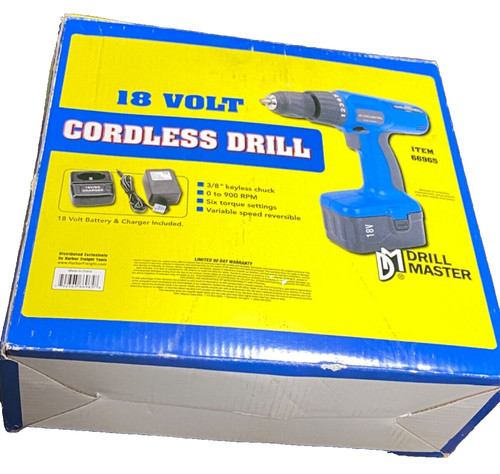 Drill Master Cordless Drill 66965 Driver 18 Volt 3/8" Tool w/ Battery ...
