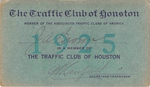 1925 HOUSTON TEXAS TRAFFIC CLUB RAILROAD RR RY RAILWAY PASS | eBay