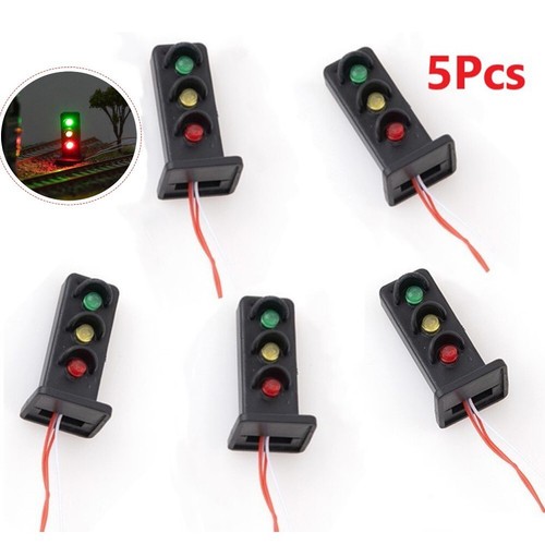 5Pcs Model Train Signals 3-Lights OO/HO Scale Railroad LED Signal Lamp ...