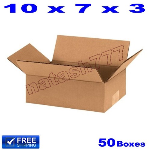 50 - 10x7x3 Cardboard Boxes 32-ECT Mailing Packing Shipping Corrugated ...