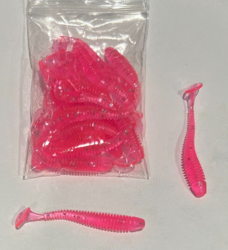 20 * 2" ** "PINK" PADDLE TAIL MINNOW SHAD * SOFT PLASTIC CRAPPIE, TROUT ...