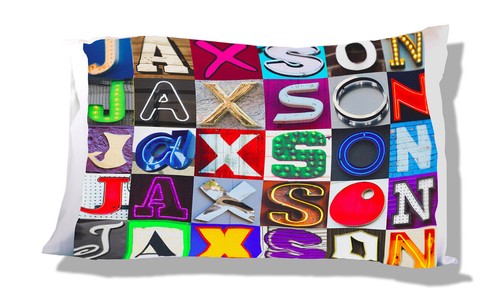 JAXSON Personalized Pillowcase featuring photos of actual sign letters ...