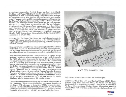 CECIL FOSTER SIGNED 8X10 (D) PSA DNA AC42603 KOREAN WAR ACE 9V | eBay