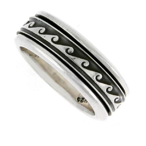 Handmade Sterling Silver Wave Design Center Spinner Ring | eBay
