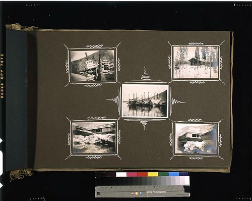 Steamboat 'Emma Nott',log cabin,man standing on ice,Yukon,Canada,1900 ...