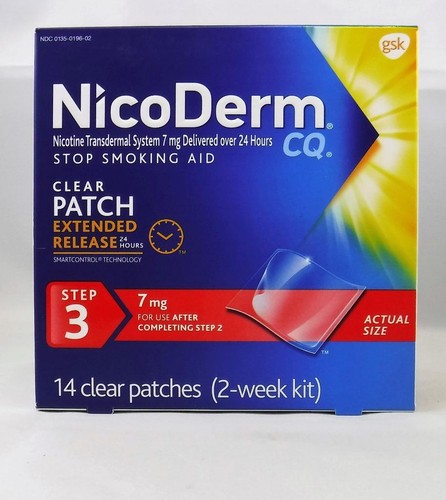 NicoDerm CQ Step 3 Nicotine Patch System 7 mg 14 PATCHES Exp 06/2027 ...