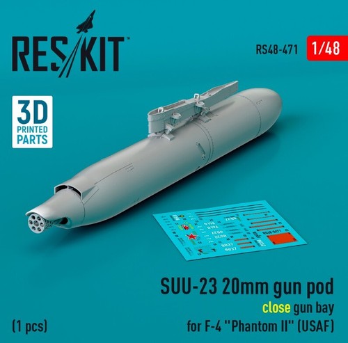 SUU23 20mm gun pod close gun bay for F4PhantomII USAF 1pcs 1/48 Reskit ...