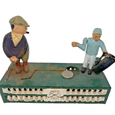 Cast Iron Bank Golfer | eBay