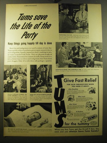 1950 Tums Medicine Ad - Tums save the life of the party | eBay