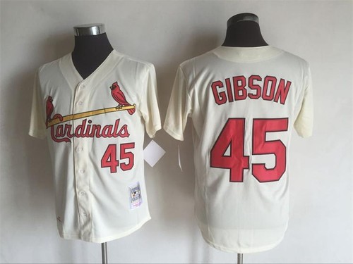 #45 Bob Gibson Jersey Old Classic Style Cream Shirts Uniform | eBay