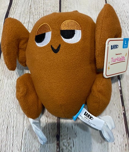 NWT BARK Box "TurKeith" plush dog chew toy Squeaky Crinkle tough treat ...