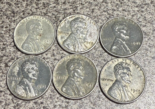 LOT OF 6 - 1943 LINCOLN WHEAT CENT STEEL PENNY - AVERAGE CIRCULATED | eBay