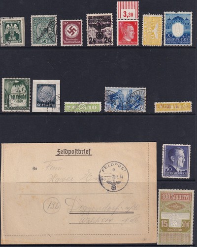 Lot Stamp Germany Poland Italy WWII Hitler Revenue Mussolini Feldpost ...