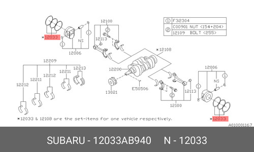 Genuine OE Ring Set-Piston 12033AB940 for Subaru 12033-AB940 | eBay