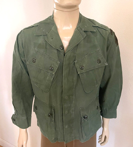 VIETNAM 1ST PATTERN OG-107 COMBAT JUNGLE JACKET POPLIN COTTON W/EXPOSED ...