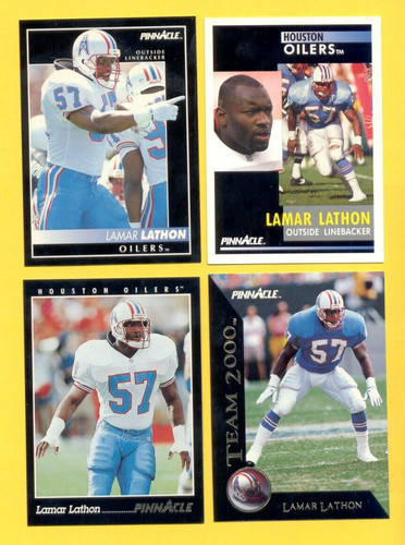 1991-1993 Pinnacle LAMAR LATHON Houston Oilers 4-Card Lot Team 2000 ...