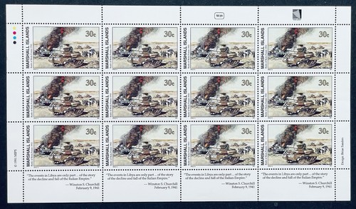 MARSHALL ISLANDS BATTLE OF BEDA FOMM WWII STAMPS 1991 MNH TANKS SCOTT ...