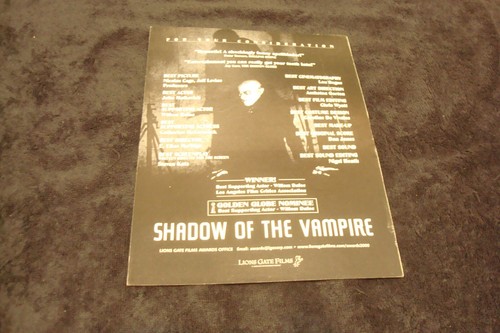 SHADOW OF THE VAMPIRE 2000 Oscar ad John Malkovich, Willem Dafoe as Max ...