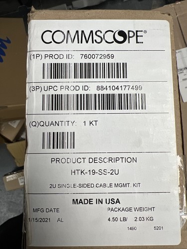 COMMSCOPE 760072959 HTK-19-SS-2U 2U SINGLE SIDED CABLE MANAGEMENT / NEW ...