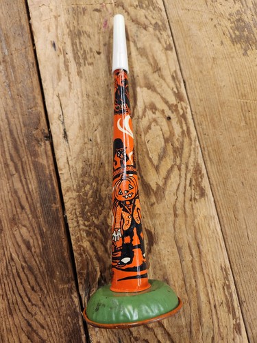 Vintage US Metal Toy MFG Halloween Noise Maker Tin Litho Witch Owl JOL ...