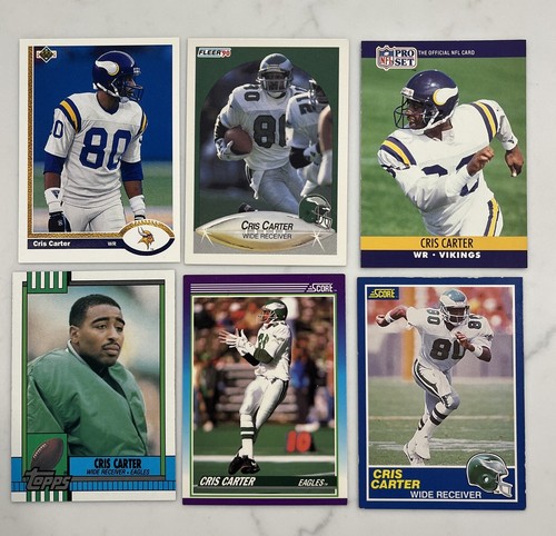 Lot Of 6 Cris Carter Football Cards 1989-1991. Topps, Fleer, Score ...
