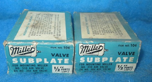 Lot of 2 NIB Miller 103 1/2" Valve Subplates + 1 year Warranty | eBay