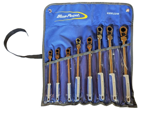 BOERFLCG708 SAE 8pc Snap on Bluepoint Ratcheting Flex Head Wrenches for ...
