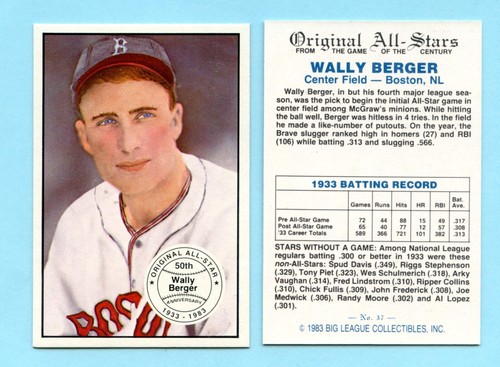 1933 Original All-Stars # 37 Wally Berger -- Boston Braves | eBay